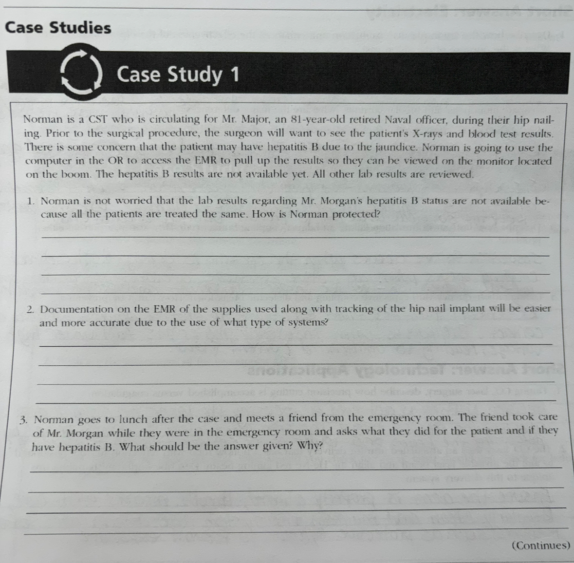 Solved Case Study 1 (Continued)Norman recently visited the | Chegg.com