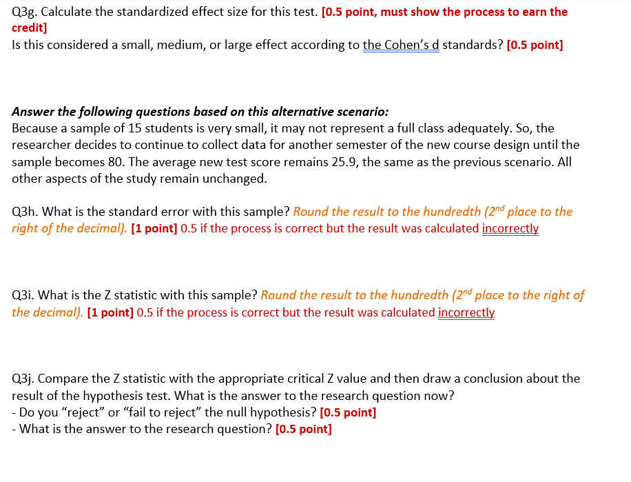 Solved Q3g. Calculate the standardized effect size for this | Chegg.com