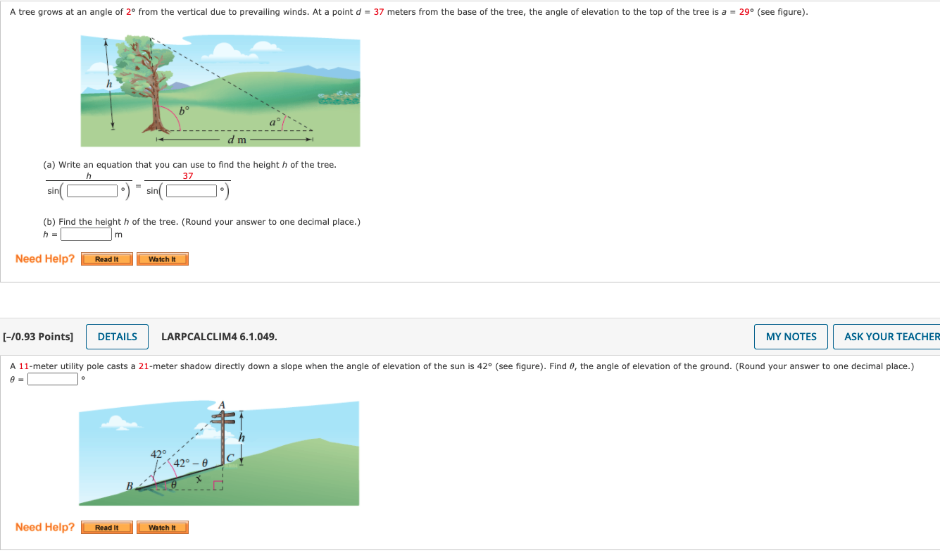 Solved A tree grows at an angle of 2º from the vertical due | Chegg.com