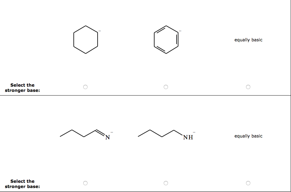 Solved In each row of the table below, select the stronger | Chegg.com
