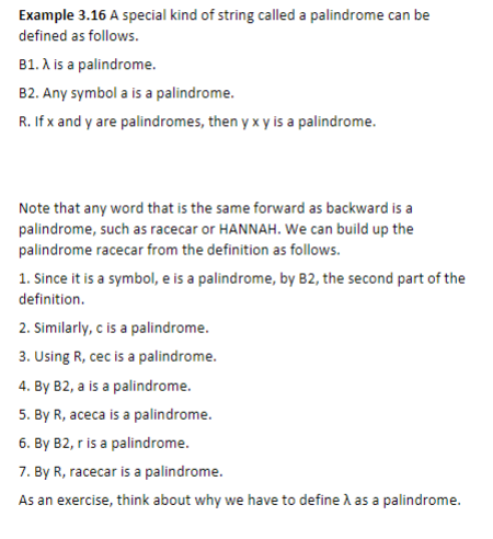 Solved Example 3.16 A special kind of string called a | Chegg.com