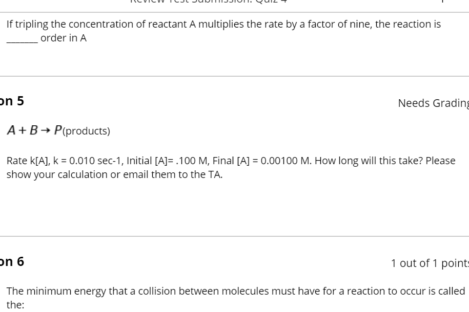 Solved If tripling the concentration of reactant A | Chegg.com