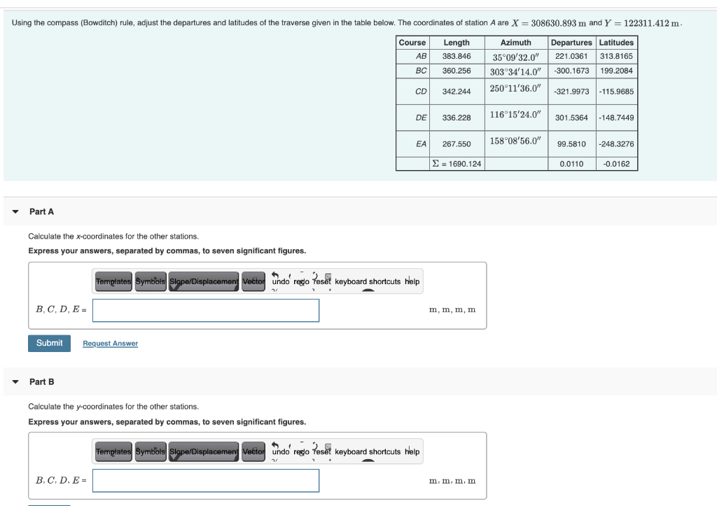 Solved Using the compass (Bowditch) rule, adjust the | Chegg.com
