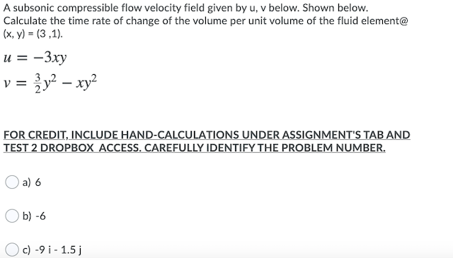 Solved A subsonic compressible flow velocity field given by | Chegg.com