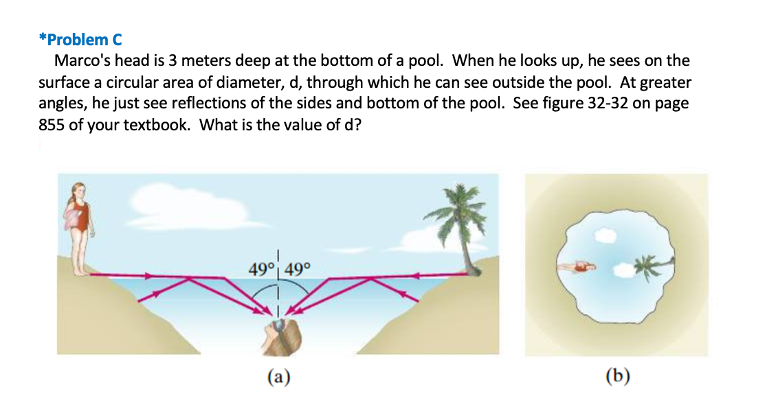 Solved *Problem C Marco's head is 3 meters deep at the | Chegg.com