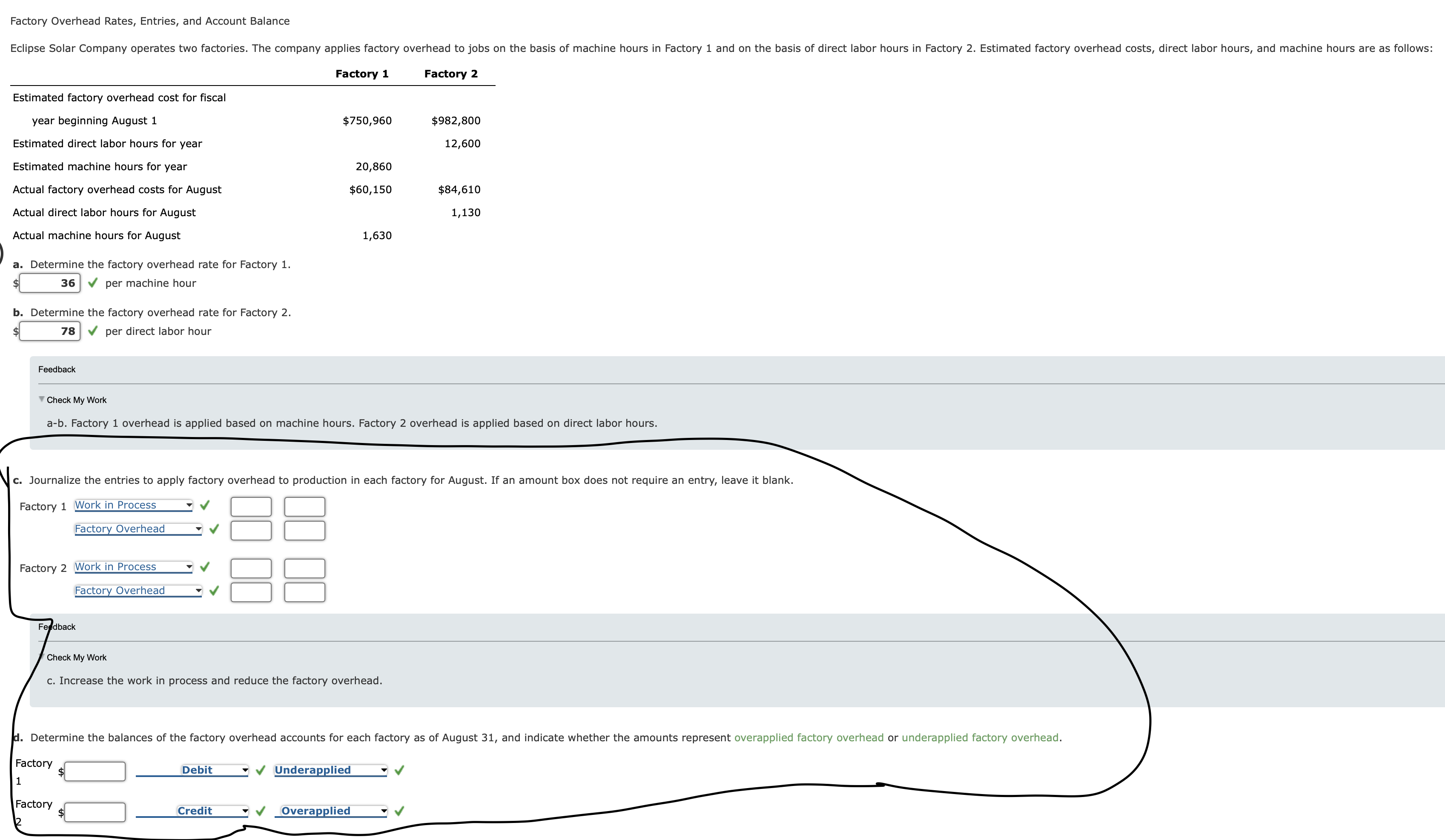Solved Check My Worka-b. ﻿Factory 1 ﻿overhead is applied | Chegg.com