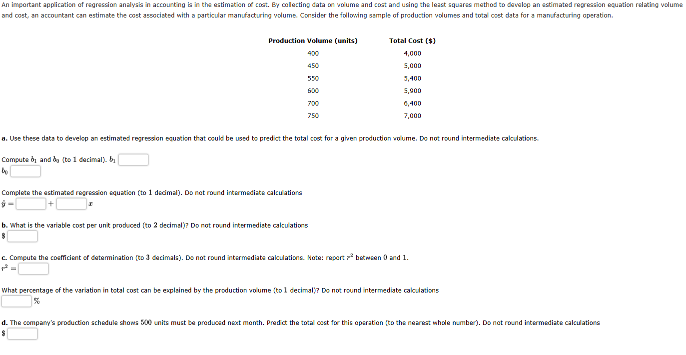 Solved Compute b1 and b0 (to 1 decimal). b1 b0 Complete the | Chegg.com