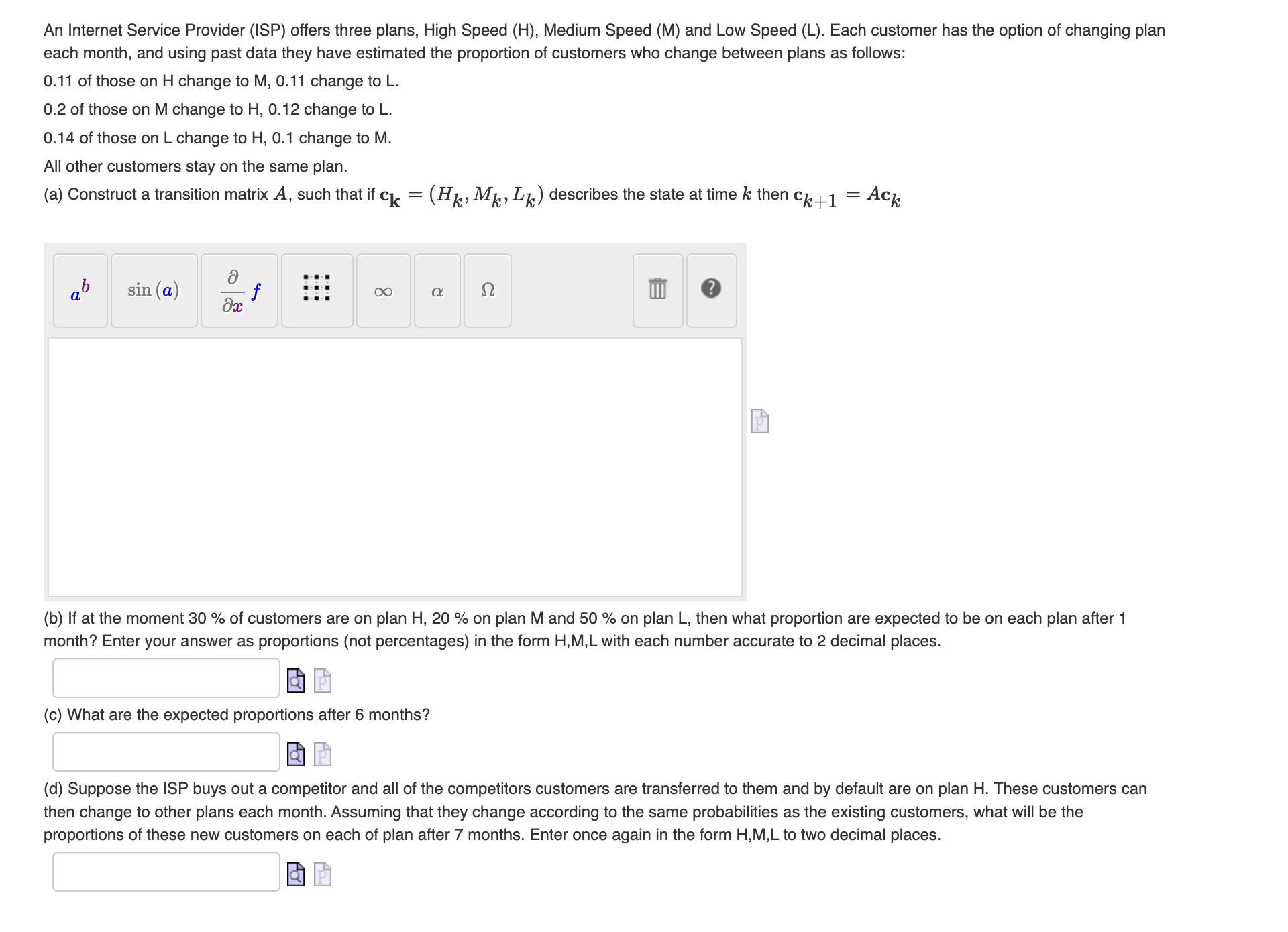 Solved An Internet Service Provider (ISP) offers three | Chegg.com