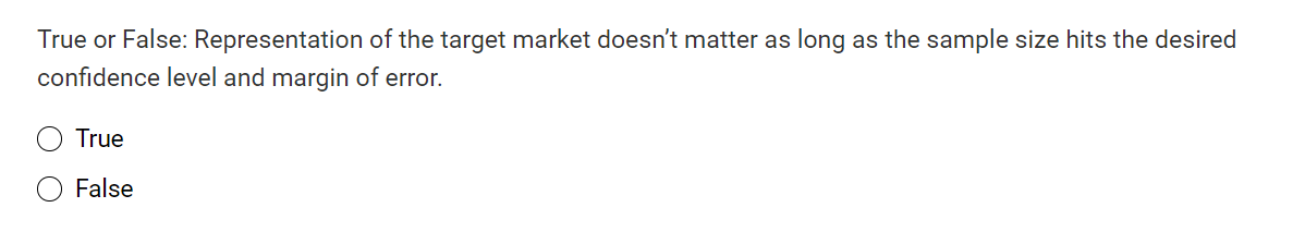 Solved True or False: Representation of the target market | Chegg.com