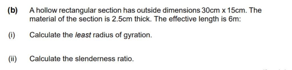 Solved (b) A hollow rectangular section has outside | Chegg.com