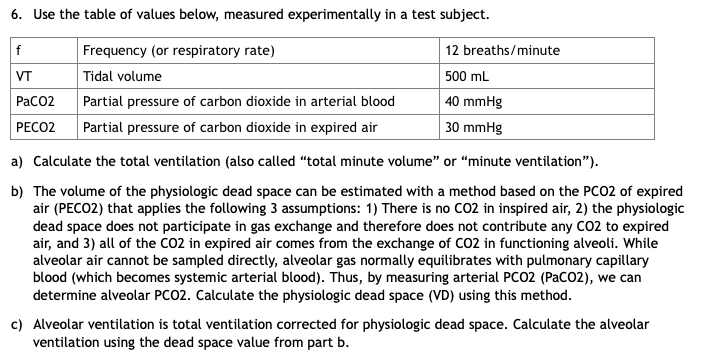 Solved VT 6. Use the table of values below, measured | Chegg.com