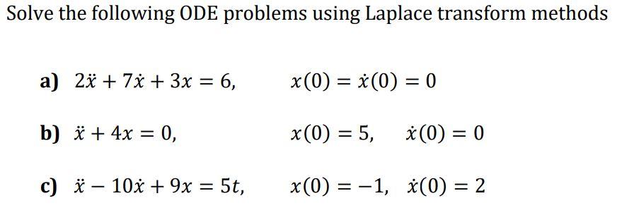 Solved Solve the following ODE problems using Laplace | Chegg.com