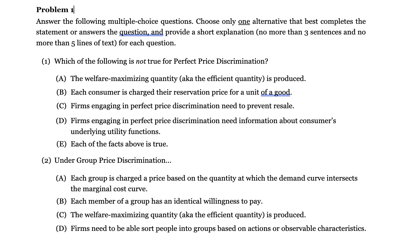 Solved Problem 1 Answer the following multiple-choice | Chegg.com