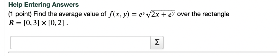 Solved Help Entering Answers (1 point) Find the average | Chegg.com