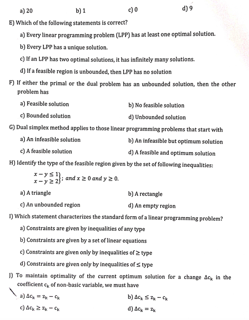 Solved Q 01: Select the correct choice for the following | Chegg.com