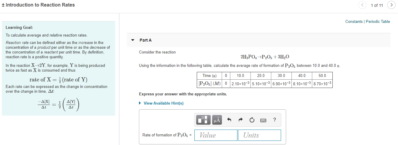 Solved Introduction to Reaction Rates Constants | Chegg.com