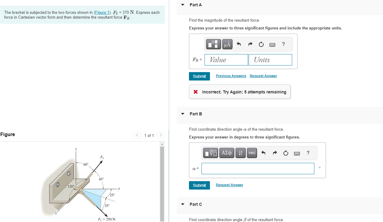 Solved The bracket is subjected to the two forces shown in | Chegg.com