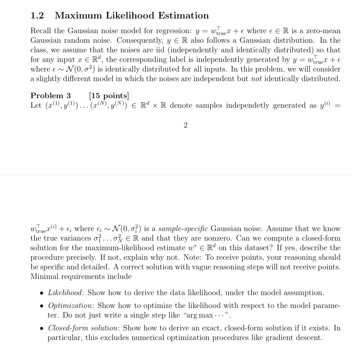 Solved 1 2 Maximum Likelihood Estimation Recall The Gaussian