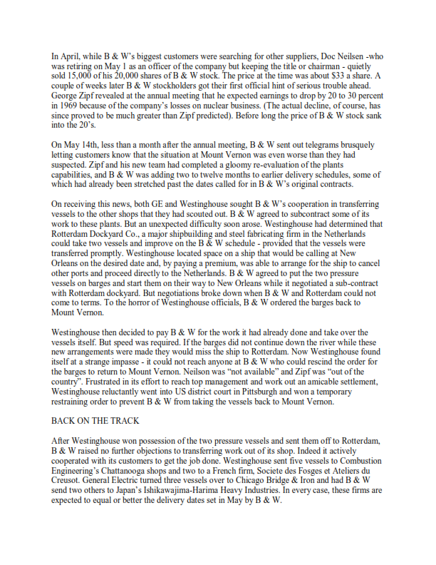 Solved THE GREAT NUCLEAR FIZZLE AT OLD B \& W EVERYTHING | Chegg.com