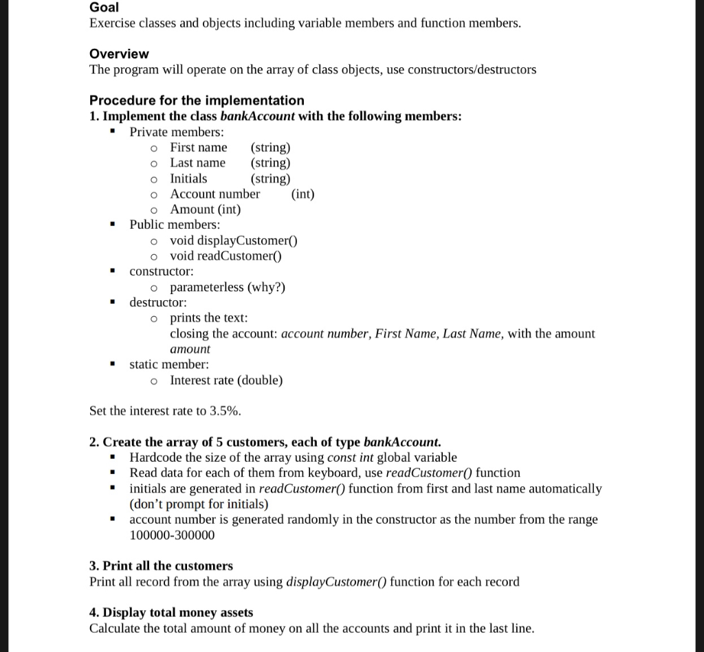 Solved Constructors and Destructors Help. ******PLEASE | Chegg.com