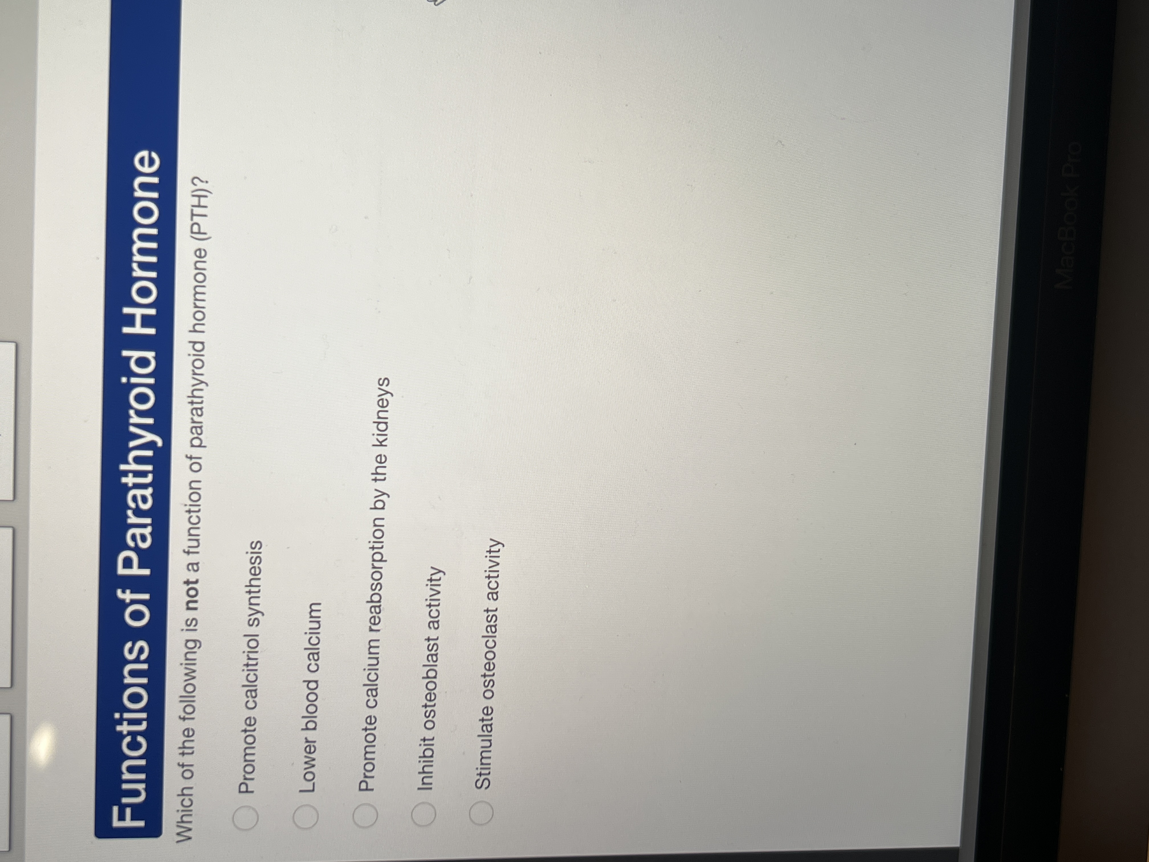 Solved Functions of Parathyroid HormoneWhich of the | Chegg.com