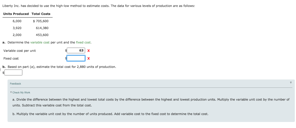 Solved Liberty Inc. has decided to use the high-low method | Chegg.com