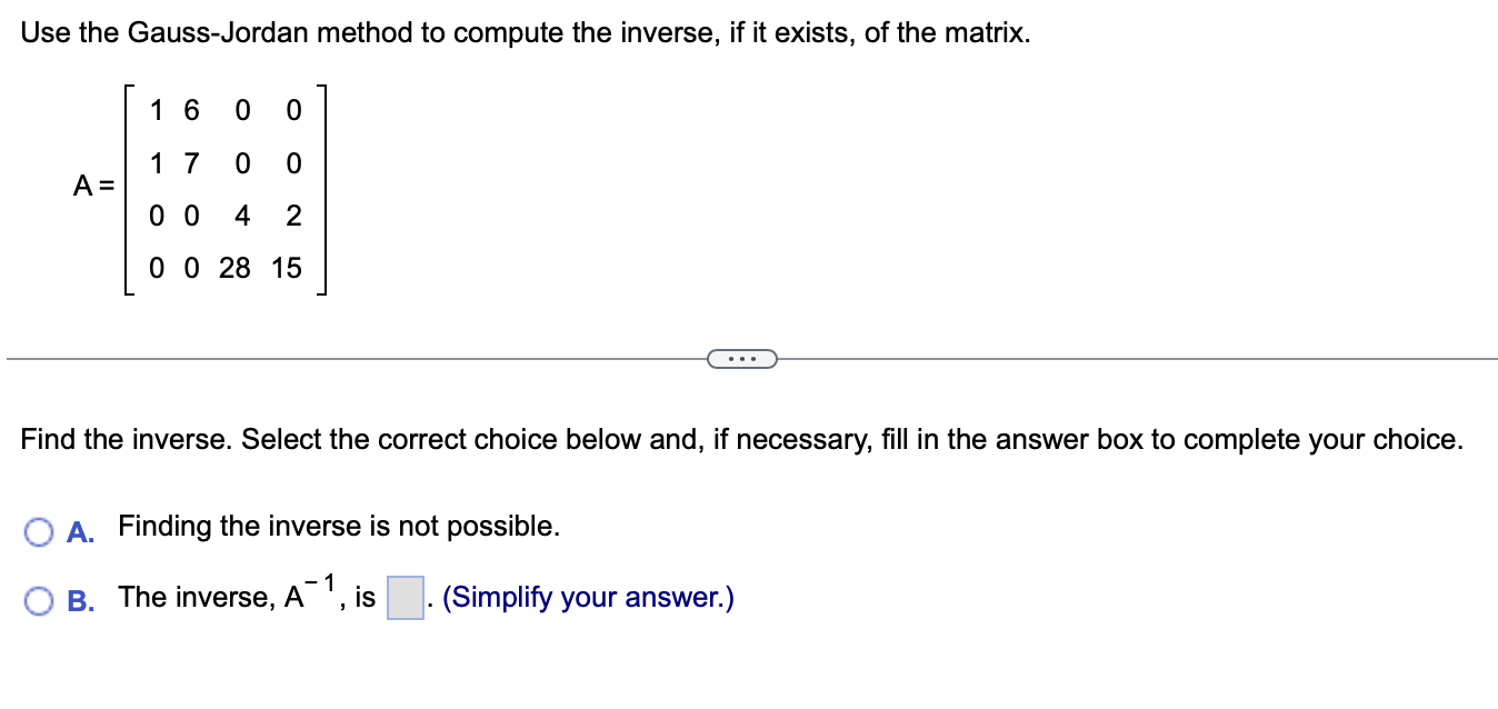 Solved Use the Gauss-Jordan method to compute the inverse, | Chegg.com