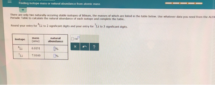 Solved -Finding isotope mass or natural abundance from | Chegg.com