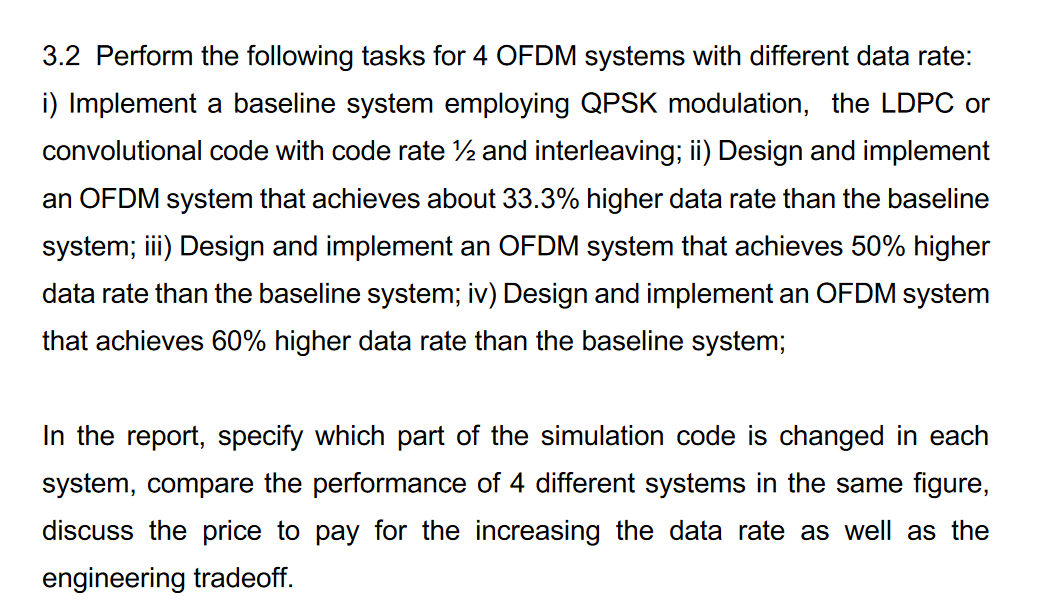 Solved 3.2 Perform the following tasks for 4 OFDM systems | Chegg.com