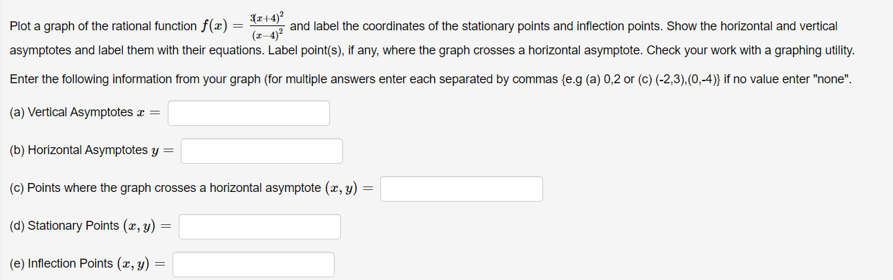 Solved Plot a graph of the rational function f(x) and label | Chegg.com