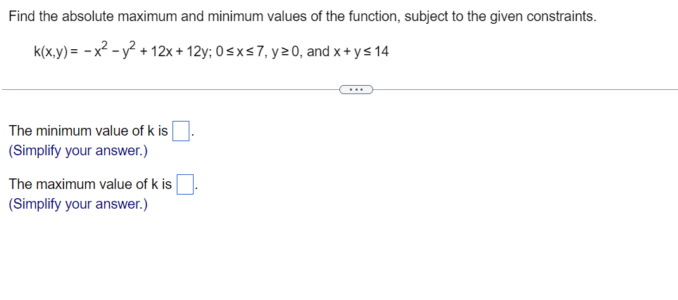 Solved Find the absolute maximum and minimum values of the | Chegg.com