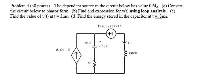 Solved Problem 4 ( 30 points). The dependent source in the | Chegg.com