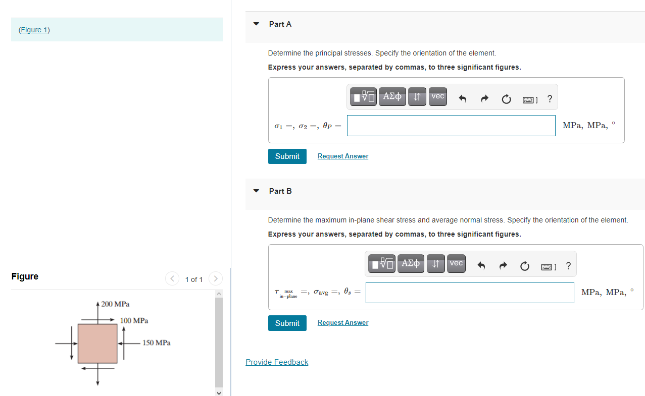 Solved (Figure 1) Figure A 200 MPa 100 MPa 150 MPa 1 of 1 | Chegg.com