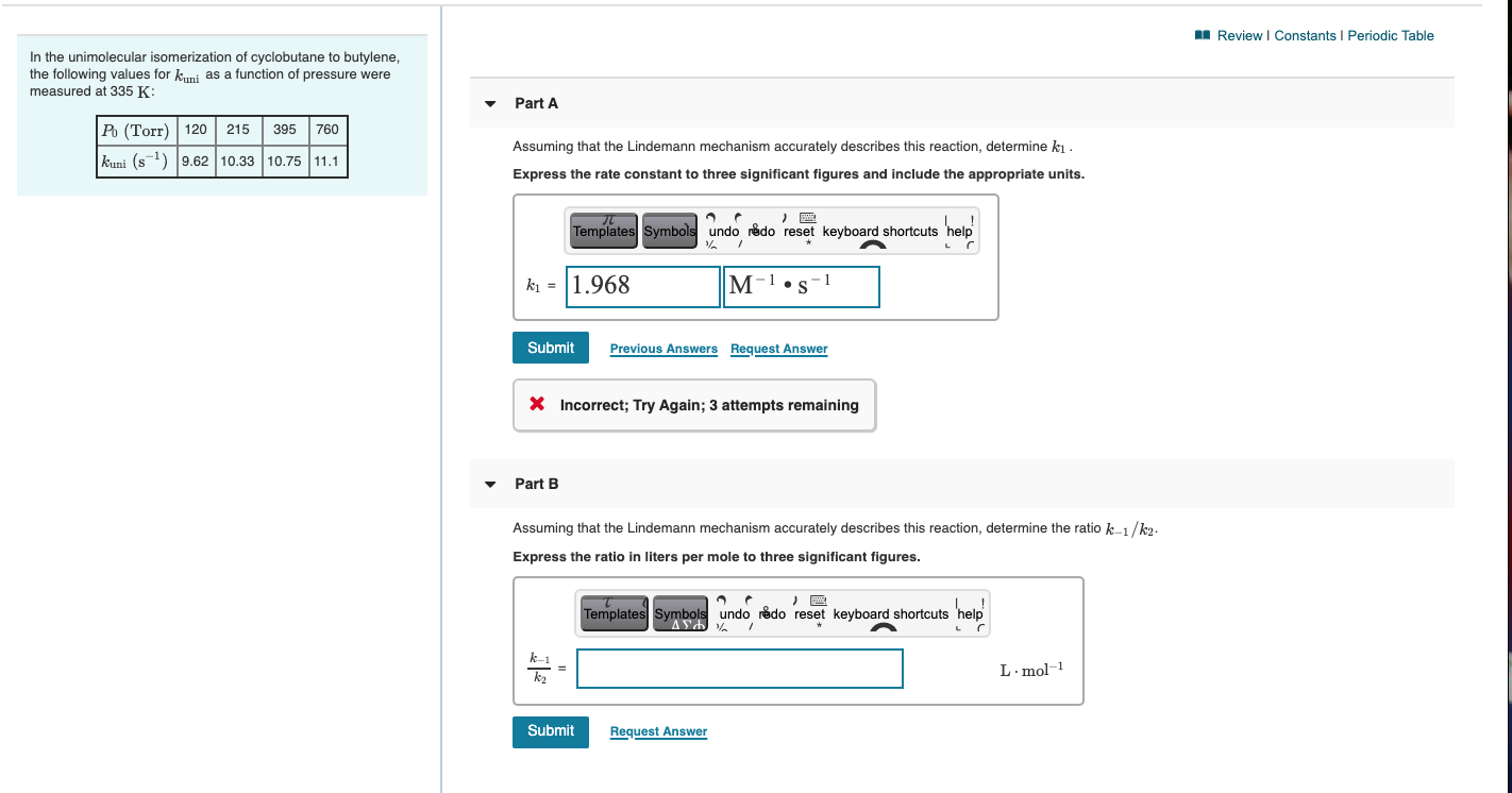 Solved M Review Constants Periodic Table In the unimolecular | Chegg.com
