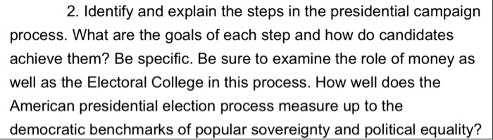 Identify and explain the steps in the presidential | Chegg.com