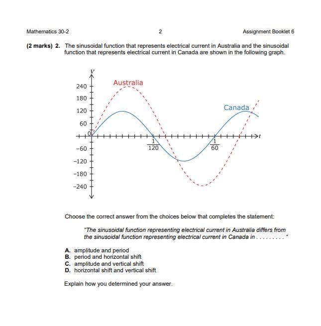 Solved Mathematics 30-2 2 Assignment Booklet 6 (2 marks) 2. | Chegg.com