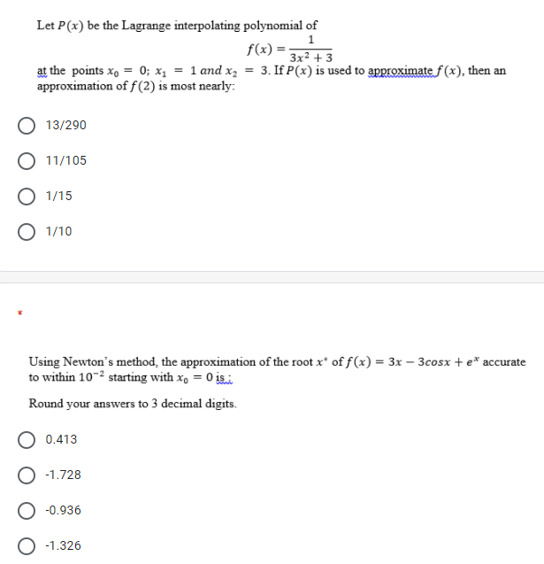 Solved Let P(x) be the Lagrange interpolating polynomial of | Chegg.com