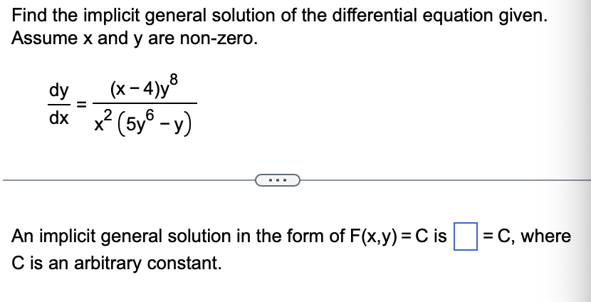 Solved Find the implicit general solution of the | Chegg.com