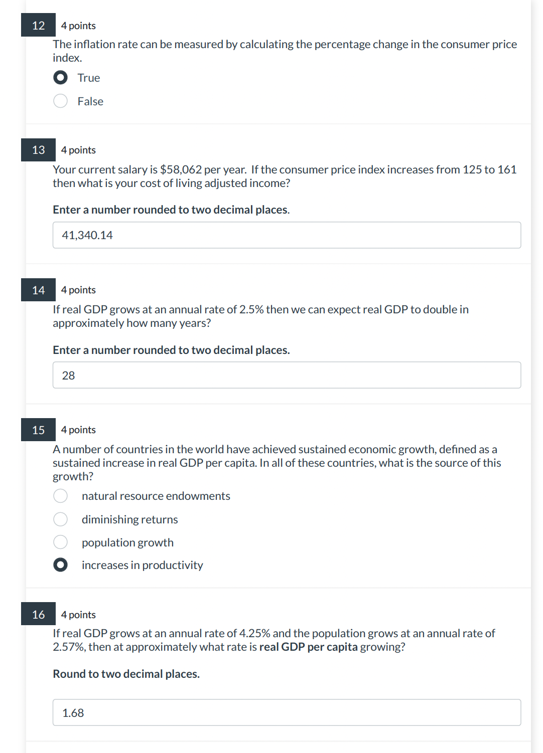 Solved 4 points The inflation rate can be measured by | Chegg.com
