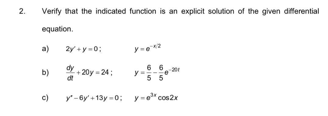 Solved Verify that the indicated function is an explicit | Chegg.com