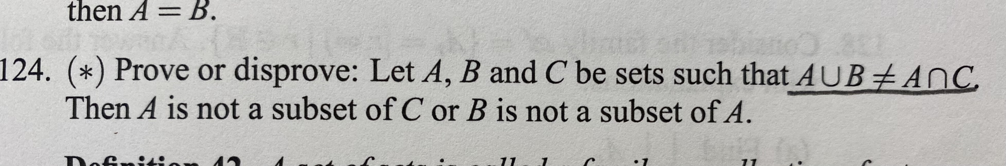 Solved then A=B. 24. (*) Prove or disprove: Let A,B and C be | Chegg.com