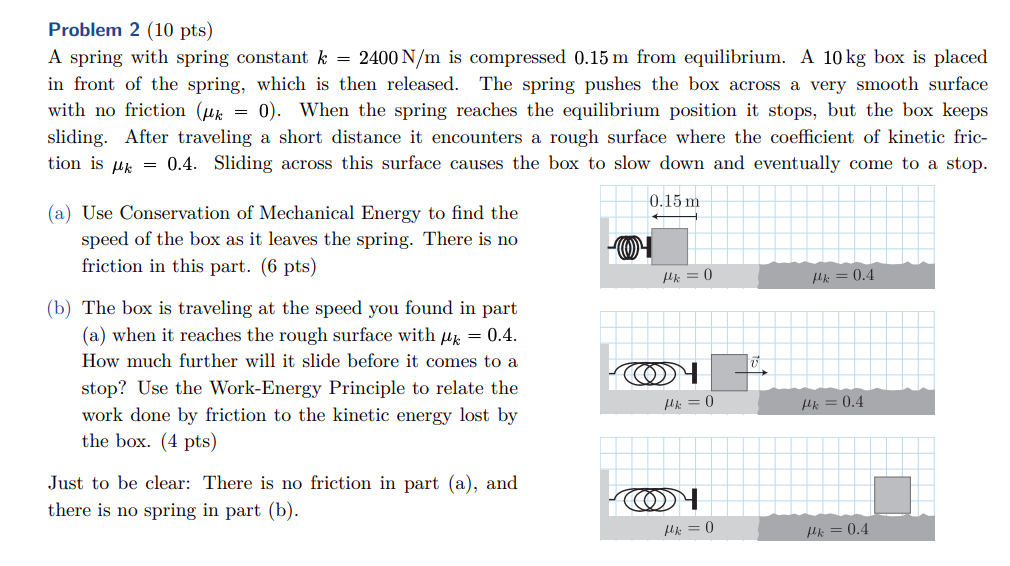 Solved Problem 2 (10 pts) A spring with spring constant k = | Chegg.com