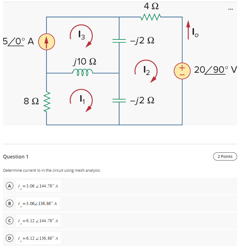 Solved please solve using mesh analysis, final answer should | Chegg.com