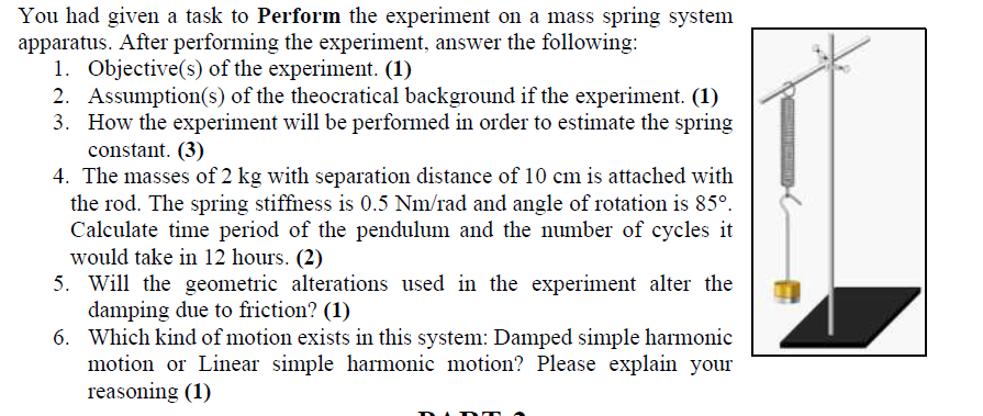 Solved You had given a task to Perform the experiment on a | Chegg.com