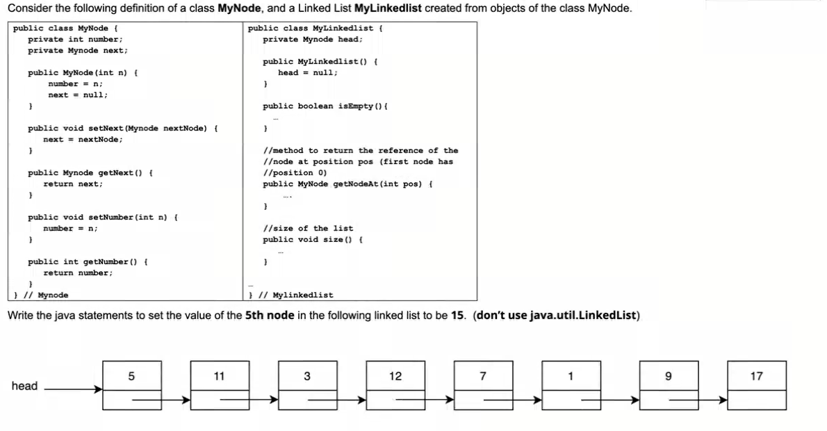 Solved Consider the following definition of a class MyNode, | Chegg.com