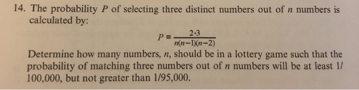 Solved 14. The probability P of selecting three distinct | Chegg.com