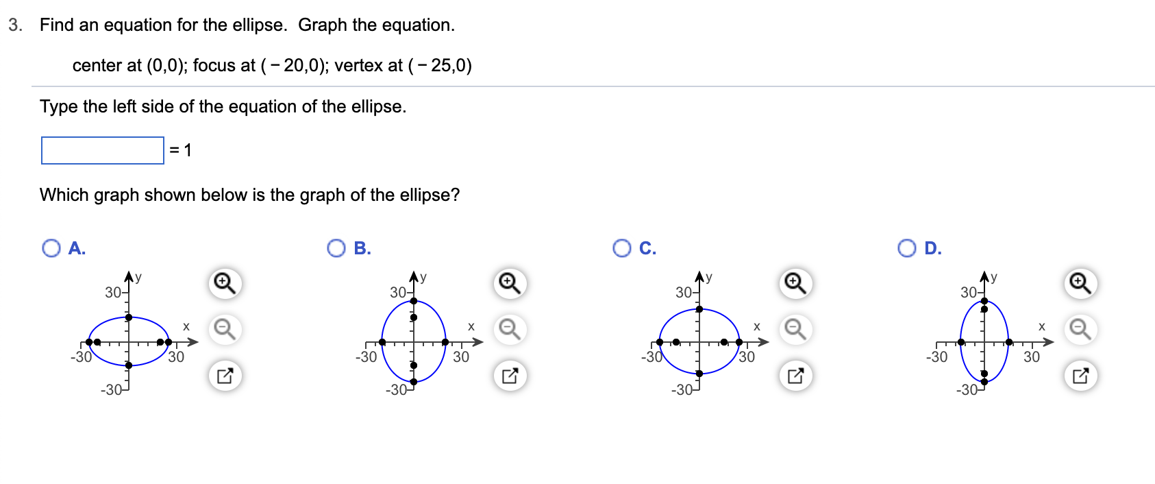 Solved 3. Find an equation for the ellipse. Graph the | Chegg.com