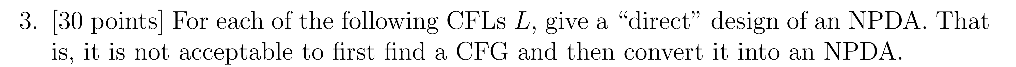 Solved 3. [30 points] For each of the following CFLs L, give | Chegg.com