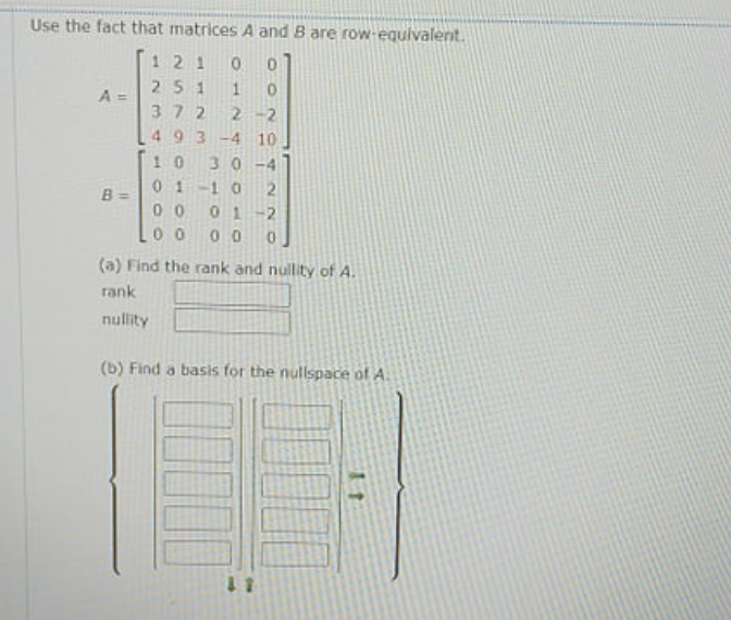 Solved A= Use the fact that matrices A and B are row | Chegg.com