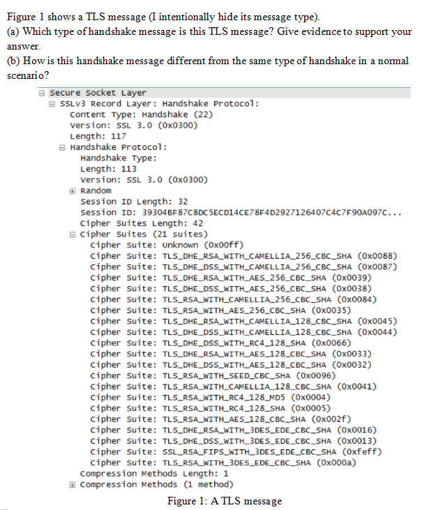 Solved Figure 1 shows a TLS message (I intentionally hide | Chegg.com